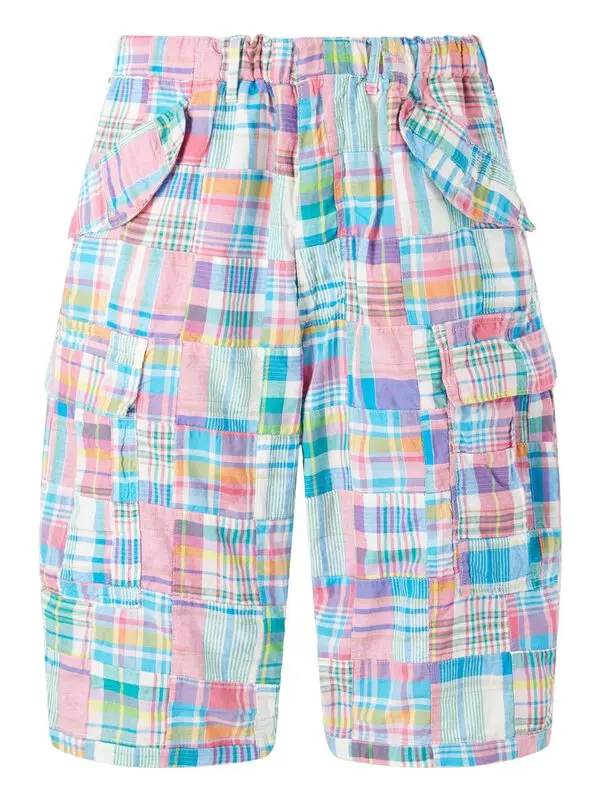 BEAMS Straight-leg Patchwork Checked Cotton Cargo Shorts - Multi