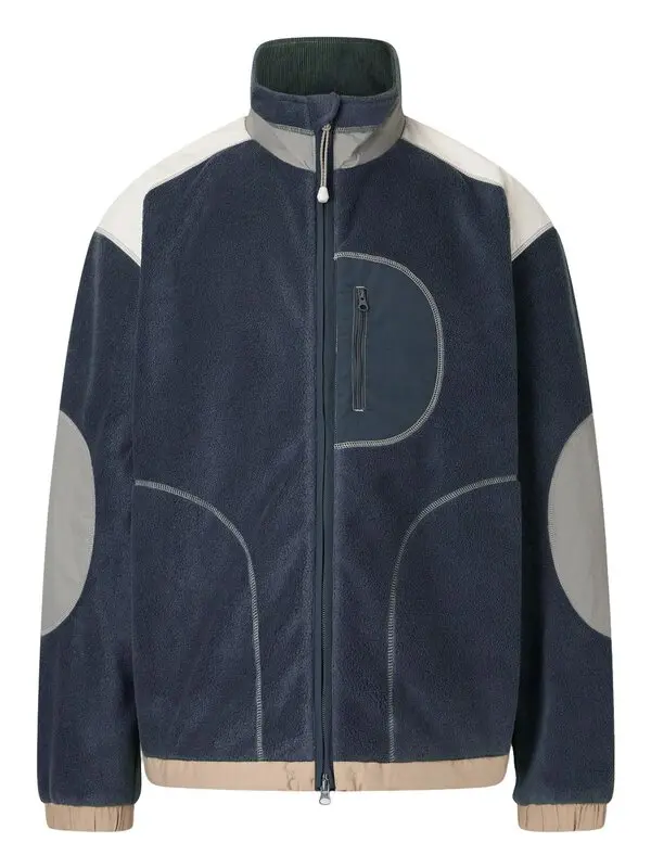 Folk Curve Shell-trimmed Fleece Jacket - Blue