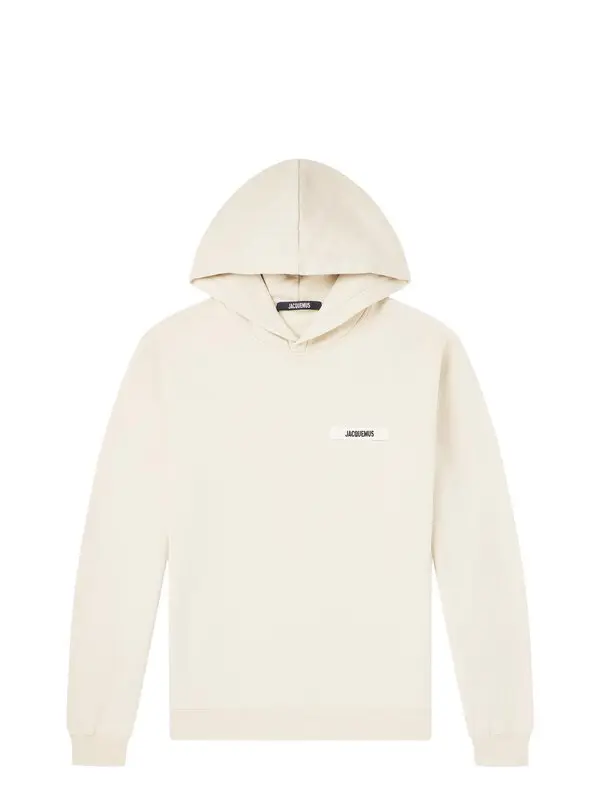 Jacquemus Cotton-jersey Hoodie With Logo - Neutrals