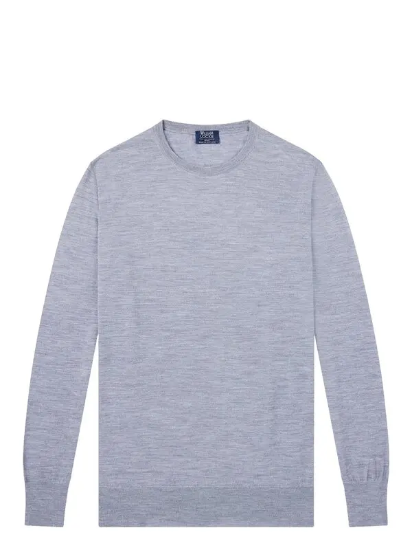 William Lockie Virgin Wool Long Sleeve Crewneck Sweater - Gray