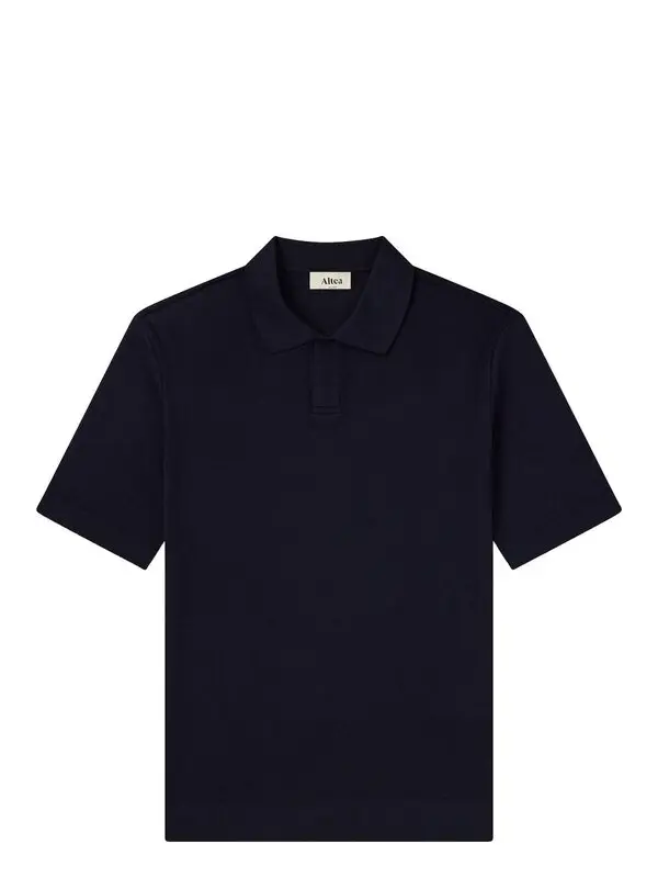 Altea Pierre Honeycomb-knit Cotton-piqué Polo Shirt - Blue