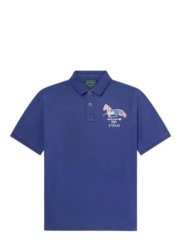 Polo Ralph Lauren Embroidered Cotton-piqué Polo Shirt - Blue