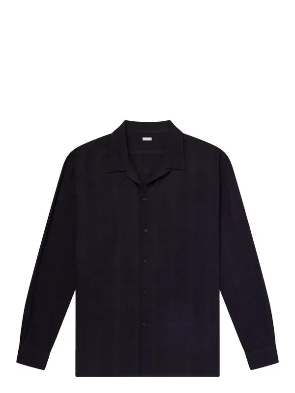 A.PRESSE Camp-collar Checked Silk Shirt - Blue