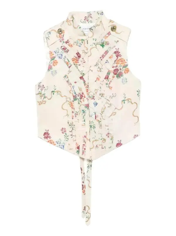 Alexander McQueen Floral-print Ruffled Jacket - Neutrals