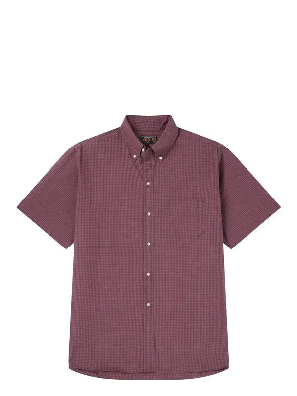 BEAMS Button-down Collar Checked Cotton Shirt - Red