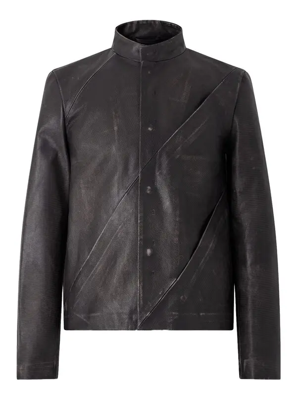 424 Leather Mandarin-collar Jacket - Brown