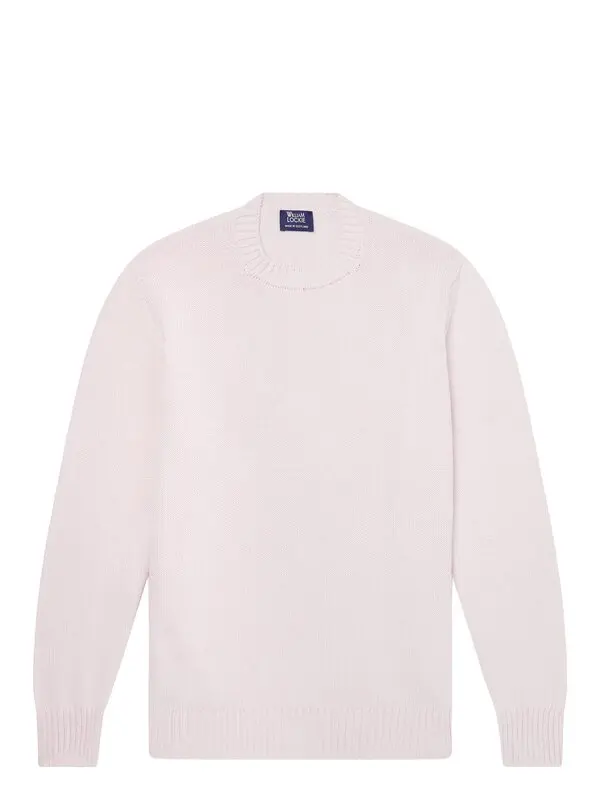 William Lockie Knitted Cotton Crew Neck Sweater - Pink