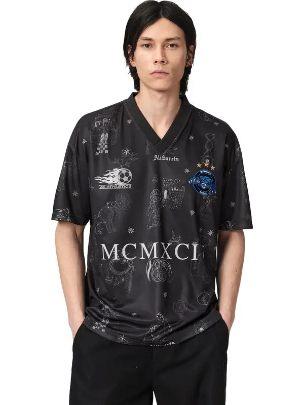 ALLSAINTS Terra Oversized Short Sleeve Soccer Shirt - Black