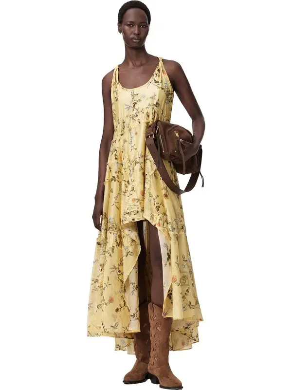 ALLSAINTS Dorina Floral Asymmetric Dress - Carmel Pale Yellow