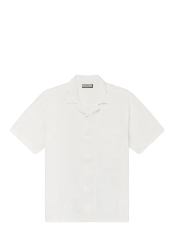 Canali Camp-collar Linen Shirt - White