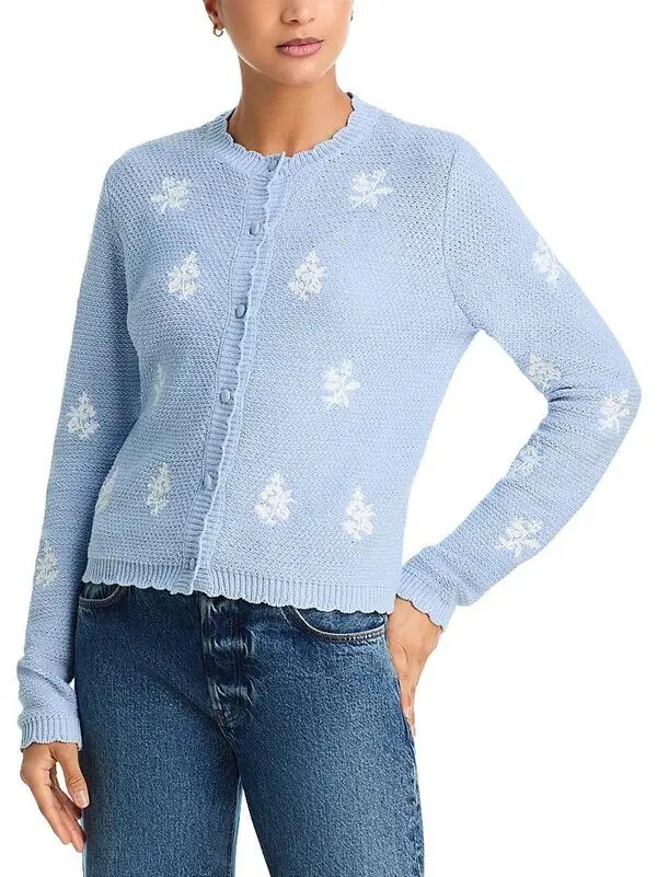 Aqua Embroidered Cardigan - Blue/ivory