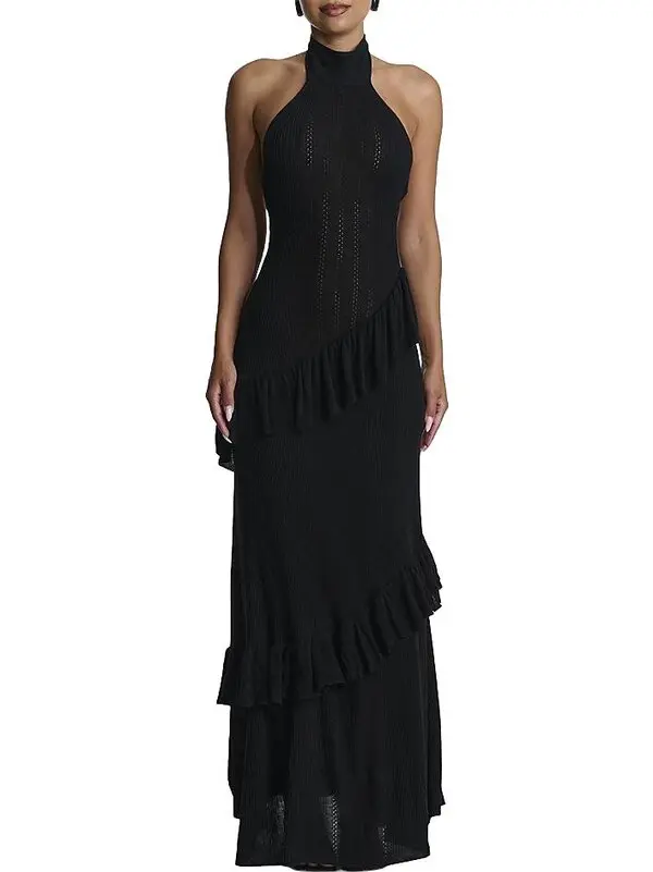 Naked Wardrobe Knit Sleeveless Flare Maxi Dress - Black