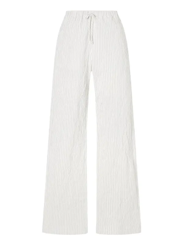 RÓHE Striped Crepon Wide-leg Trousers - White