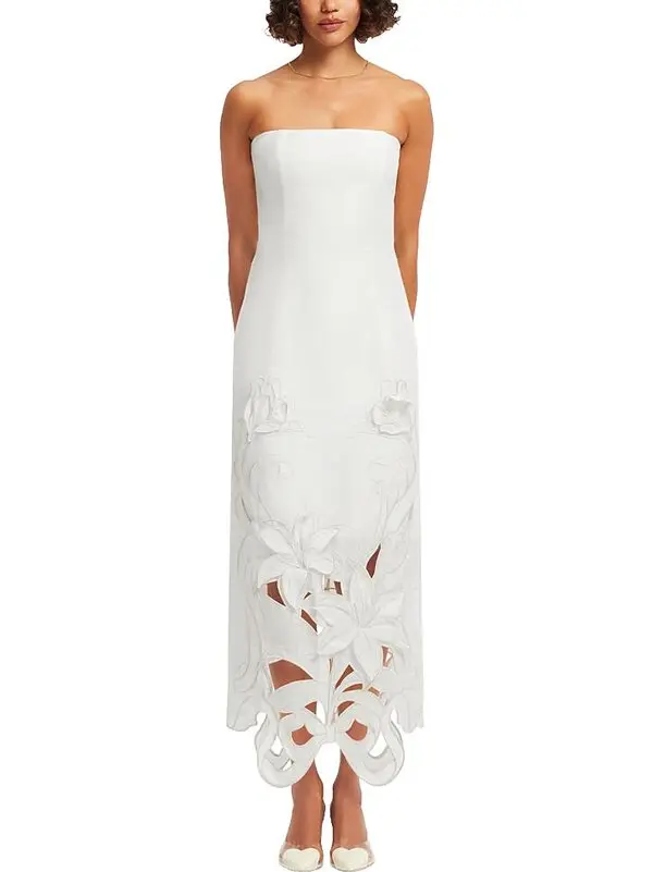 LEO LIN Rayna Strapless Embroidered Dress - Snow