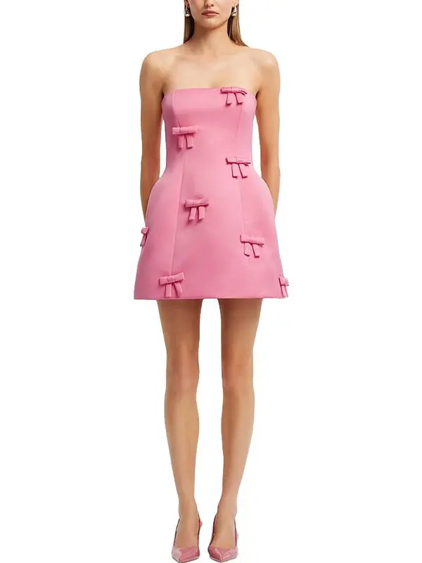 LEO LIN Roselle Bow Mini Dress - Fuchsia
