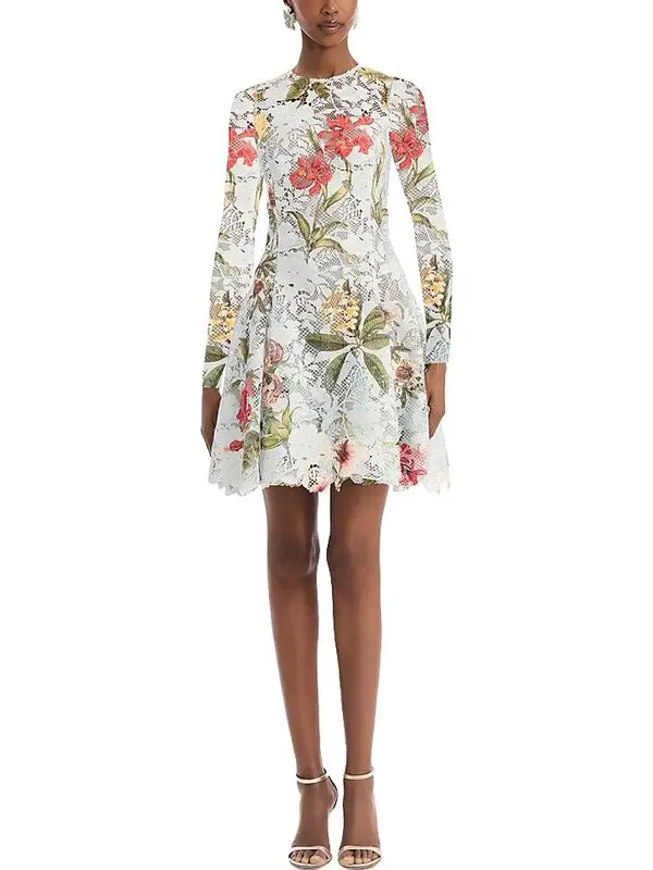 Oscar De La Renta Floral Lace Dress - Saltwater