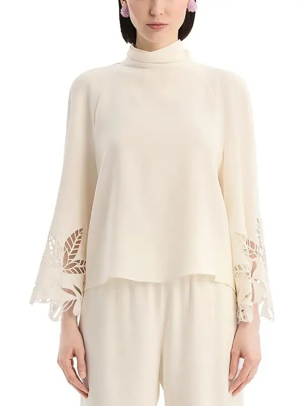 Oscar De La Renta Palm Tree Cutout Blouse - Ivory