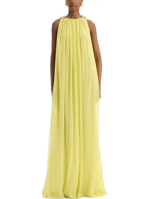 Oscar De La Renta Sleeveless Silk Chiffon Caftan Dress - Lemonade