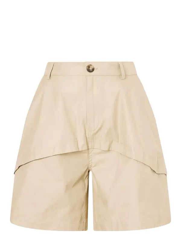 Loewe Paula's Ibiza Paneled Cotton Gabardine Shorts - Neutrals