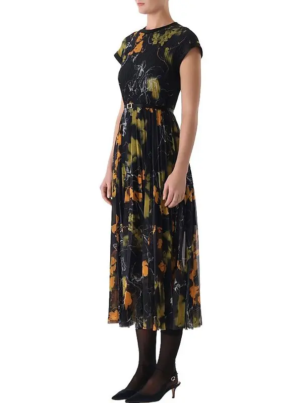 JASON WU Chiffon Pleated Midi Dress - Shadow Flood Floral