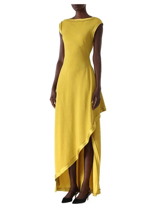 JASON WU Asymmetrical Twill Dress - Chartreuse