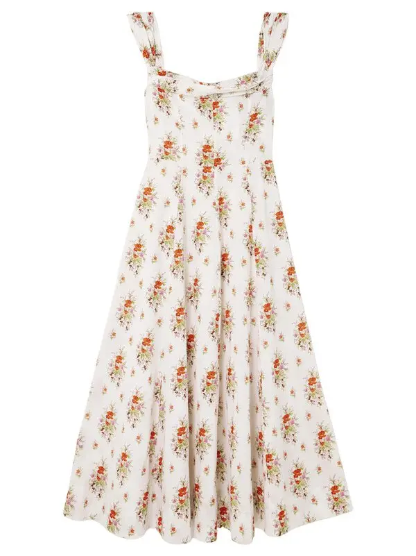 DÔEN Clea Ruffled Floral-print Organic Cotton Midi Dress - Multi
