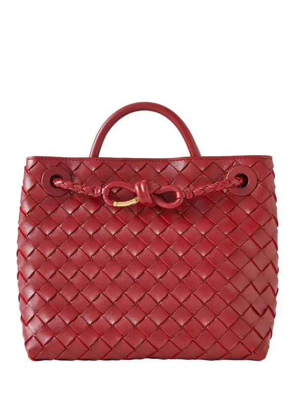 Bottega Veneta Andiamo Intrecciato Leather Tote - Red