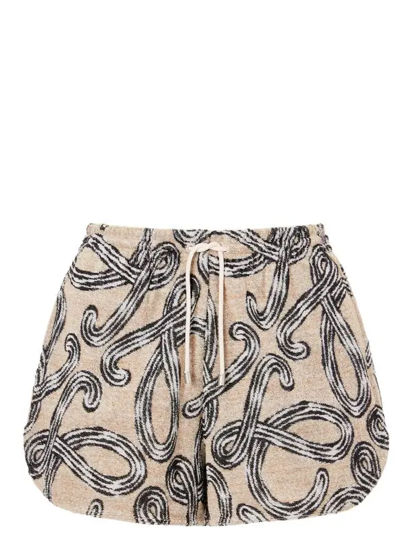 Loewe Printed Cotton-blend Terry Shorts - Neutrals