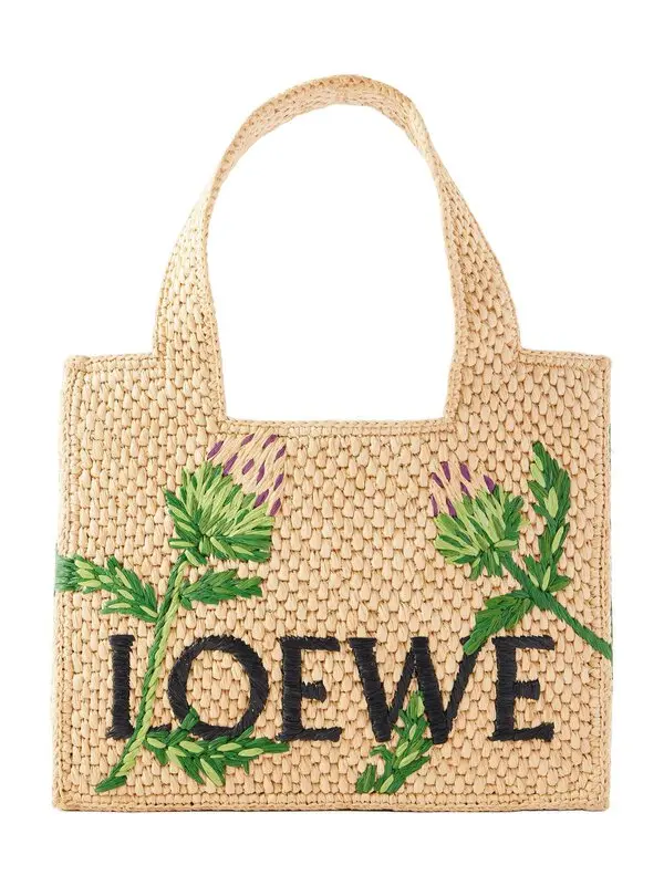 Loewe Paula's Ibiza Small Embroidered Raffia Tote - Neutrals