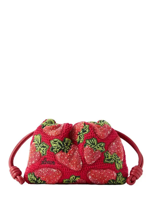Loewe Paula's Ibiza Flamenco Beaded Clutch - Red