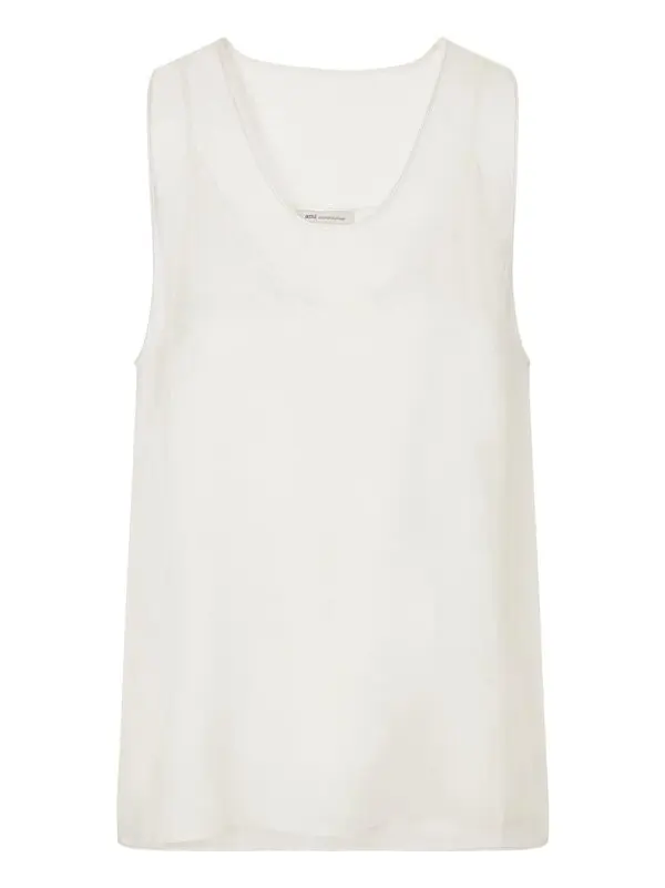 AMI Paris Silk-organza Top - Neutrals