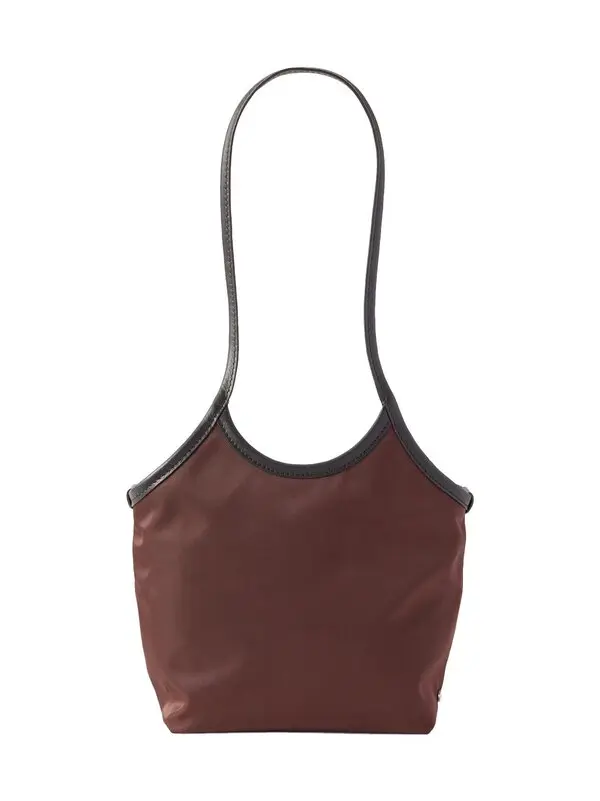 VALESQUE Cami Small Leather-trimmed Nylon-satin Tote - Brown