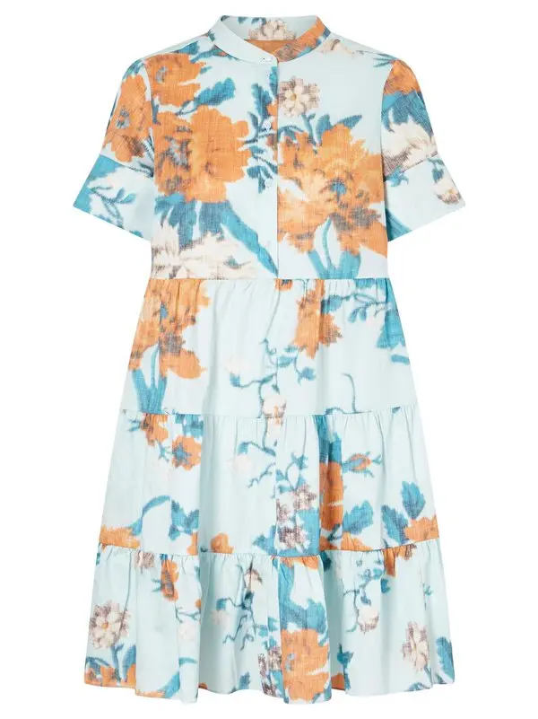 Erdem Floral-print Cotton Mini Dress - Blue