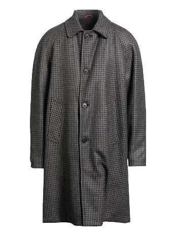 PALTO' Single-breasted Houndstooth Flannel Coat - Grey