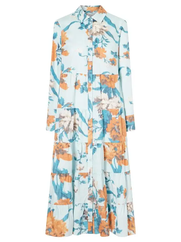 Erdem Floral-print Cotton Midi Dress - Blue