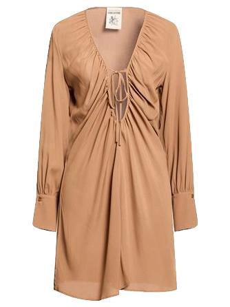SEMICOUTURE Mini Dress In Acetate And Silk - Light Brown