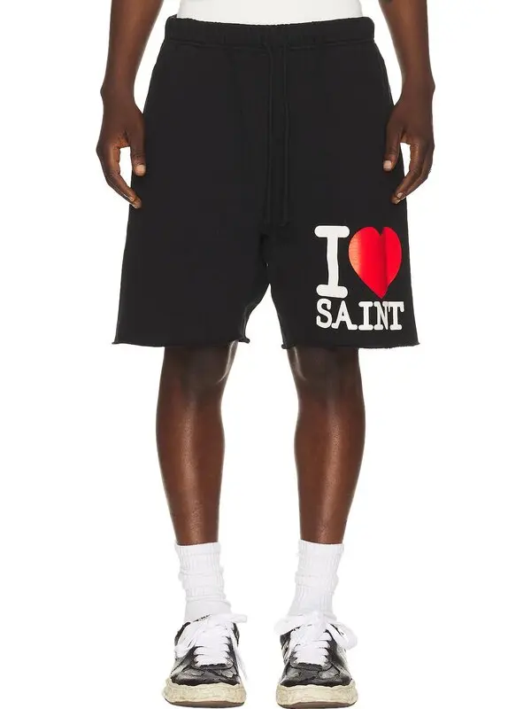 SAINT MXXXXXX I Love Saint Sweat Shorts - Black