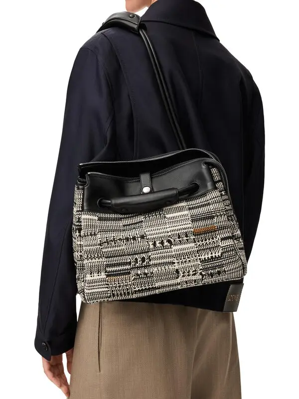 Loewe Medium Madrid Bag In Woven Textile - Black/white