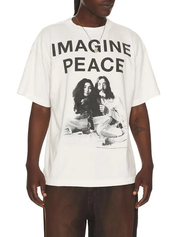 SAINT MXXXXXX Imagine Peace Short Sleeve Tee - White