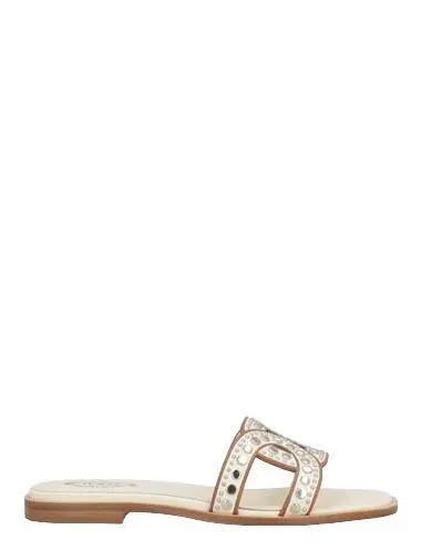 TOD'S Leather Slide Sandals - White