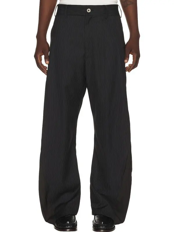 Andersson Bell Twisted Seam Stripe Wide Leg Trousers - Black