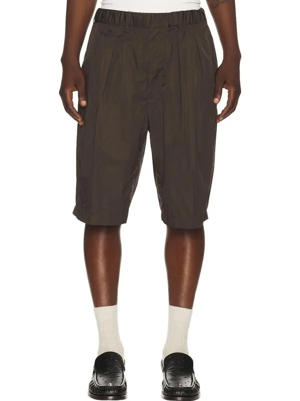 BEAMS 2 Pleats Relax Shorts Nyco Twill - Charcoal