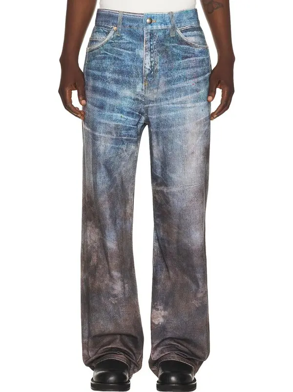 Andersson Bell Festival Mud Printed Jeans - Blue