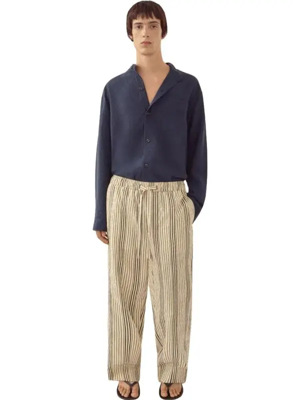 Commas Striped Relaxed Trousers - Cream