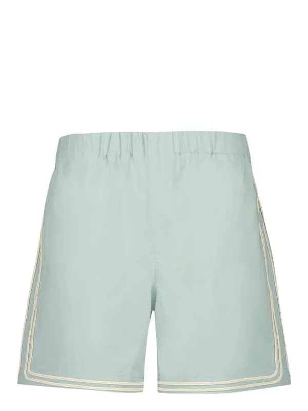Commas Braided Trim Cotton Shorts - Blue