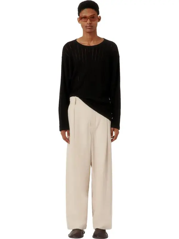Commas Pointelle Knit Sweater - Black