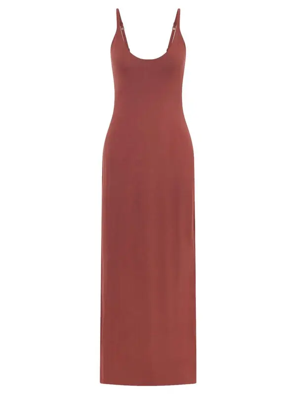 SKIMS Smooth Layers Skimpy Scoop Neck Maxi Dress - Brown