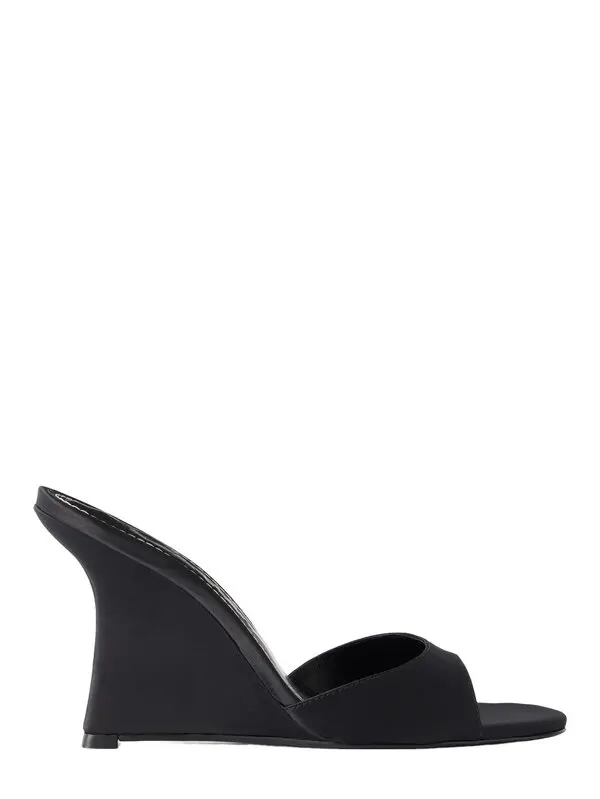 Staud Brigitte Satin Wedge Mules - Black