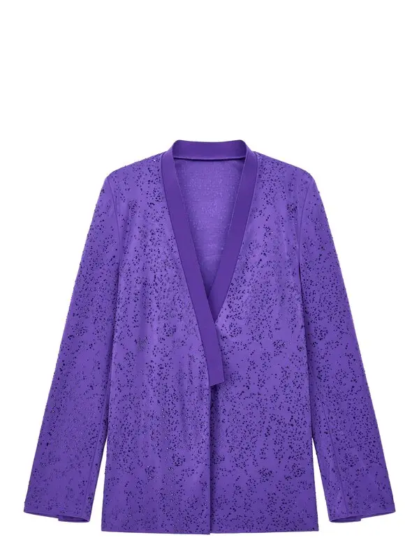 Giorgio Armani Viscose Jersey Rhinestone Shirt - Purple