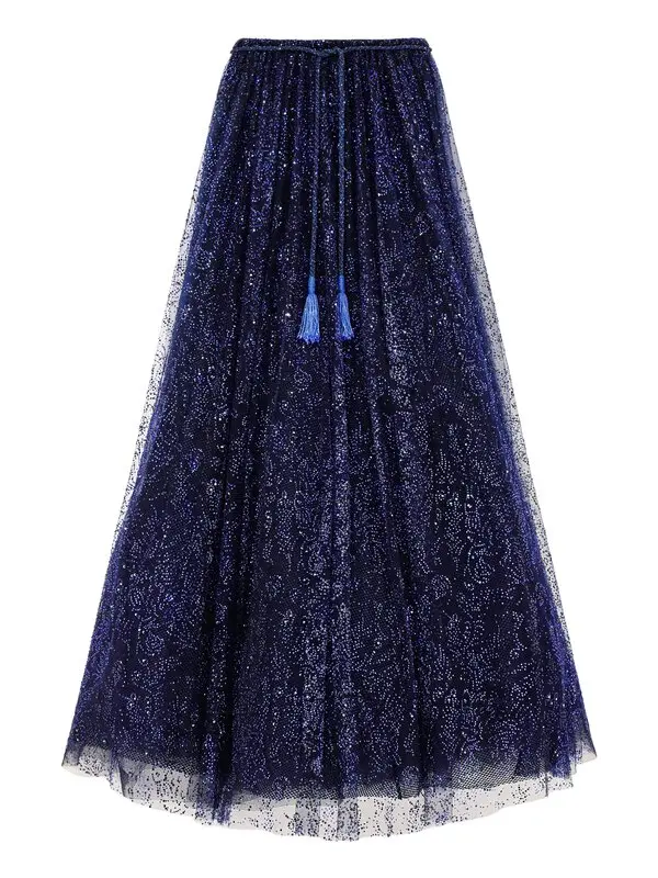Giorgio Armani Long Tulle Skirt With Rhinestones - Patterned